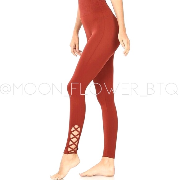 Zenana Outfitters | Pants & Jumpsuits | Rust Cut Out Lattice Ankle ...